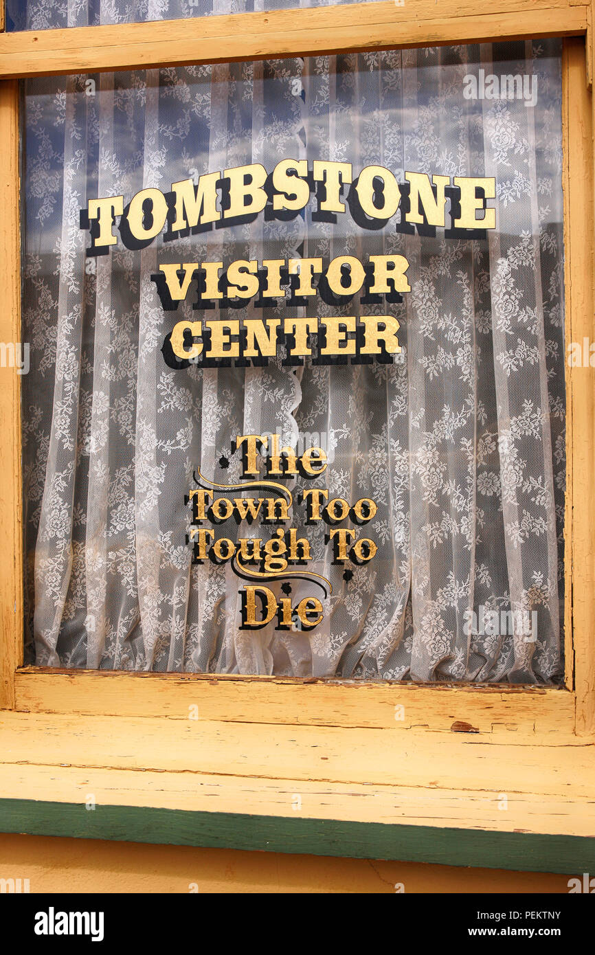 Window at the Tombstone Visitor Center on the corner of E Allen and S ...