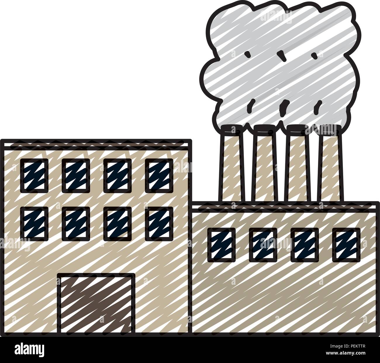 doodle industry factory process plant pollution Stock Vector Image ...