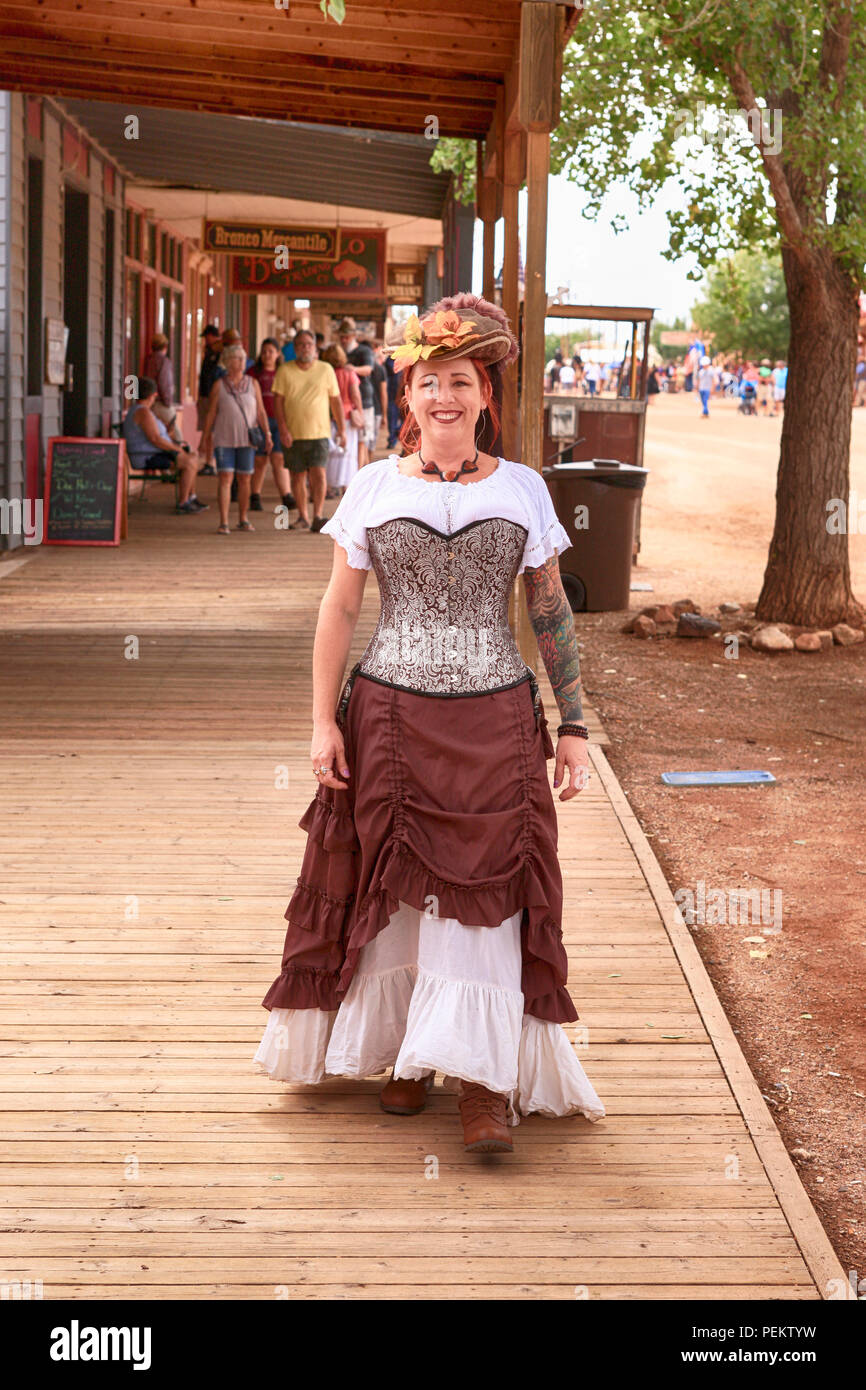 Young lady dressed in late 19th century clothes at the annual Doc ...