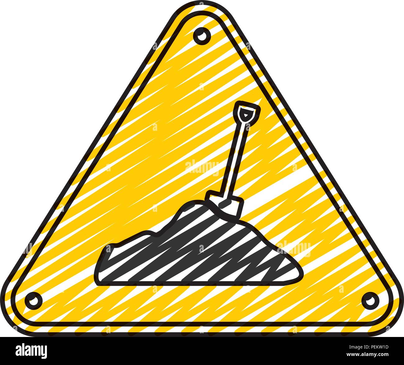 doodle caution work on the road construction notice Stock Vector Image ...