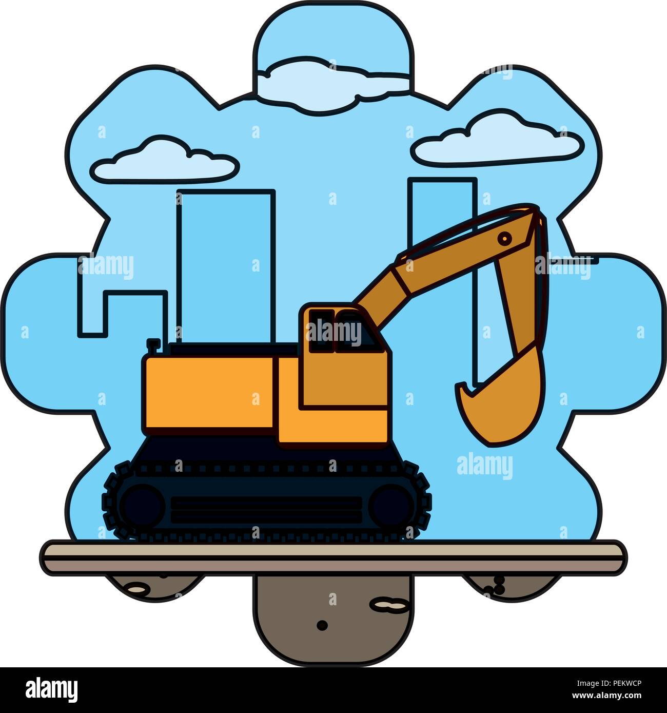 color industry excavator equipment construction service Stock Vector ...