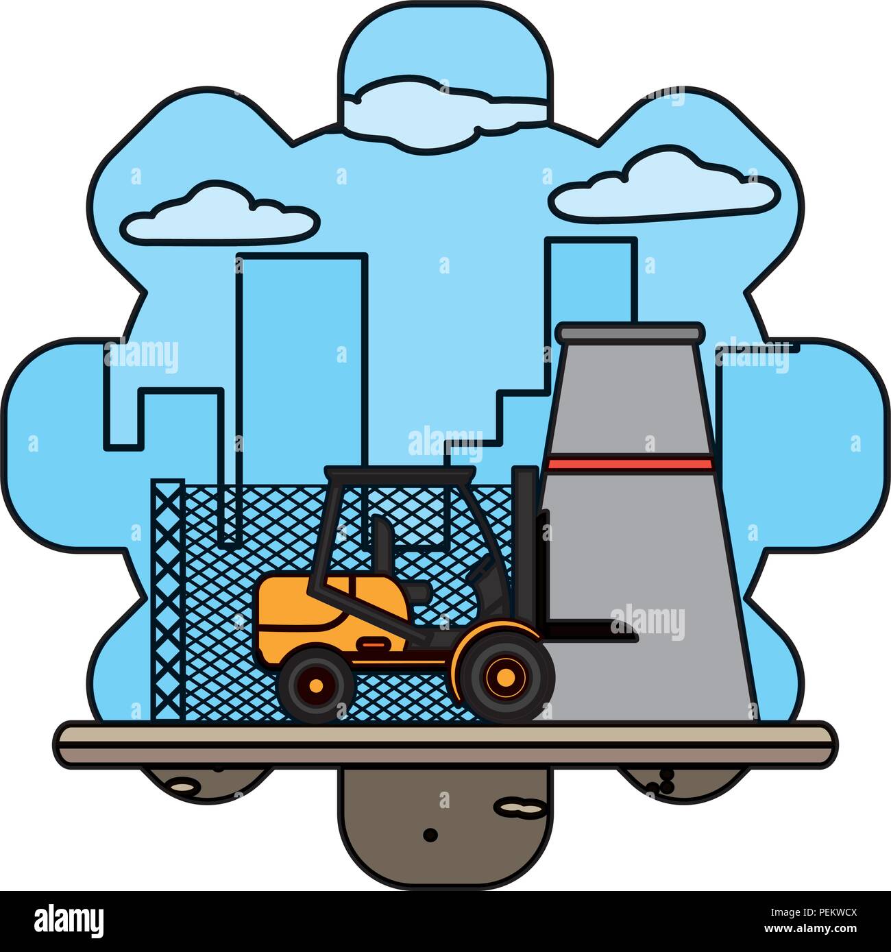 color industry factory and forklift construction machine Stock Vector ...