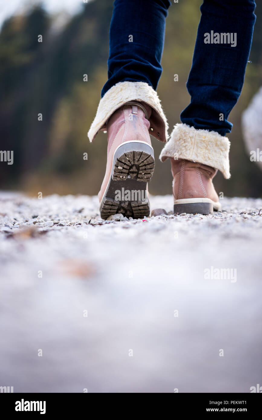 High angle closeup woman boots hi-res stock photography and images - Alamy