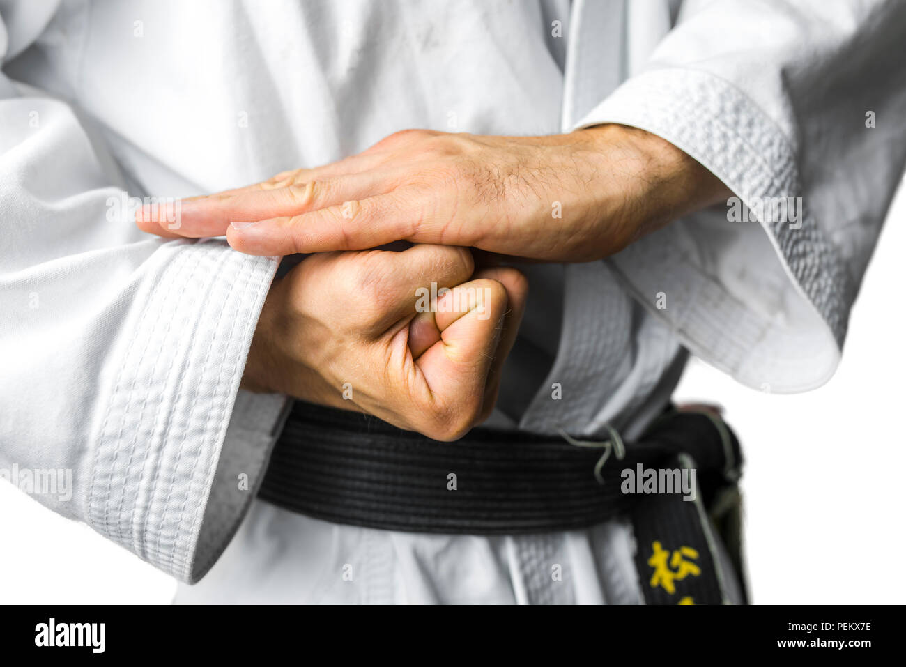 Closeup of karate hands. Over white background Stock Photo - Alamy