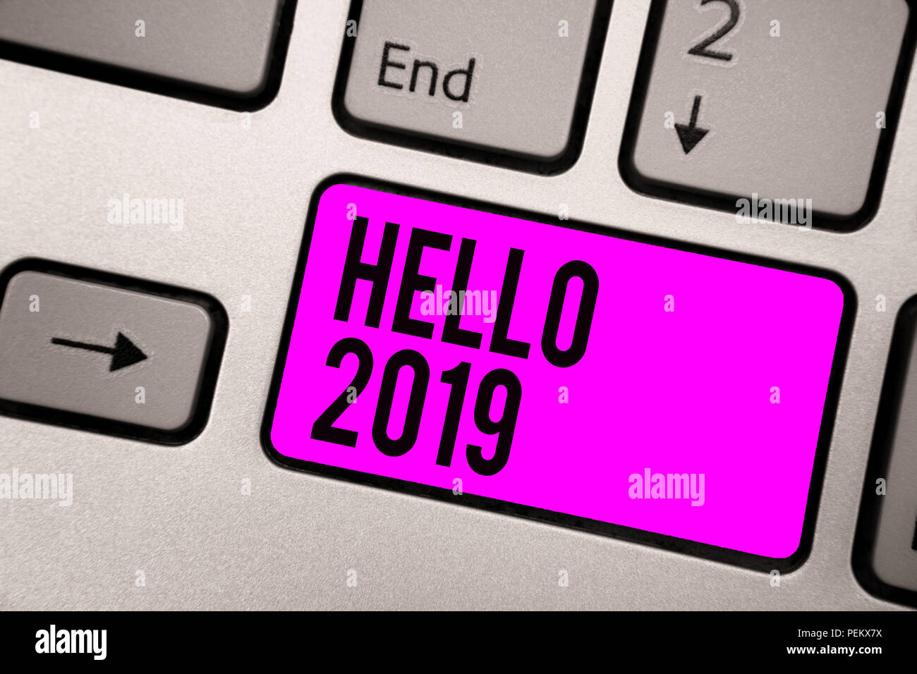 Text sign showing Hello 2019. Conceptual photo Hoping for a greatness ...