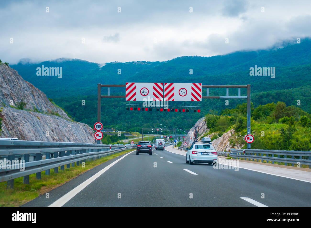 Highway A1, vicinity of Bosiljevo, Croatia, July 1 2018: A1 Highway in ...