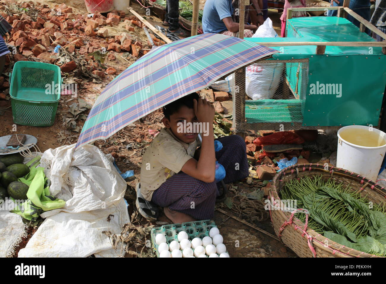 Cox’s Bazar, Bangladesh. Rohingya refugee market seen at a refugee camp ...