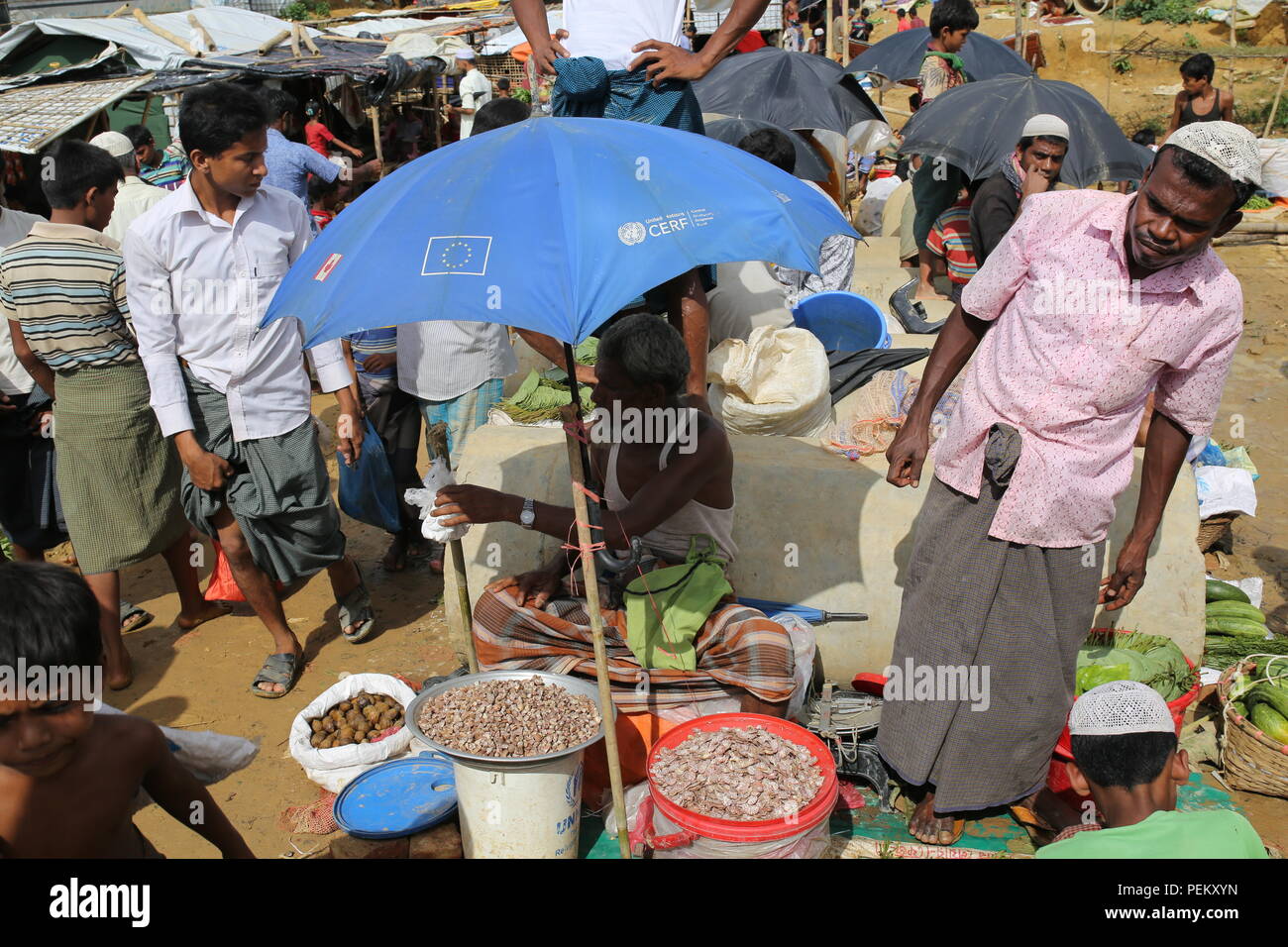 Cox’s Bazar, Bangladesh. Rohingya refugee market seen at a refugee camp ...