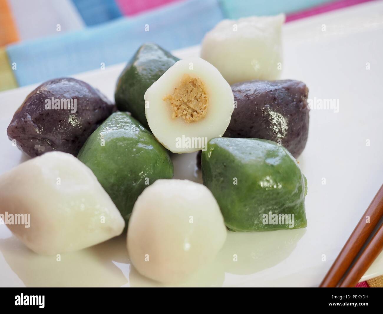 Korean food Songpyeon, half-moon-shaped rice cake Stock Photo - Alamy