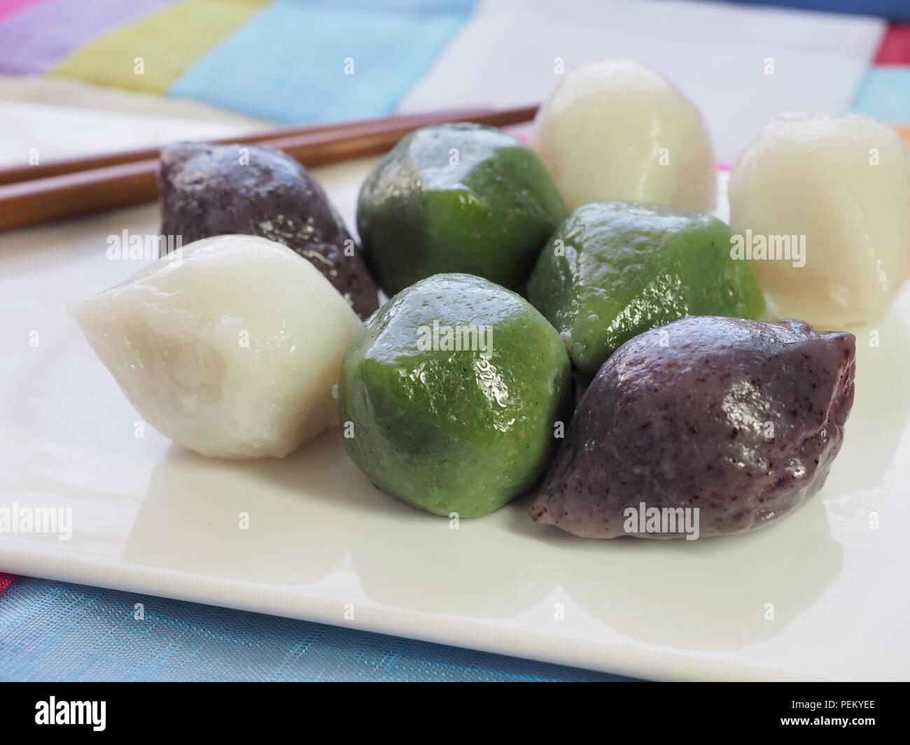 Korean food Songpyeon, half-moon-shaped rice cake Stock Photo - Alamy