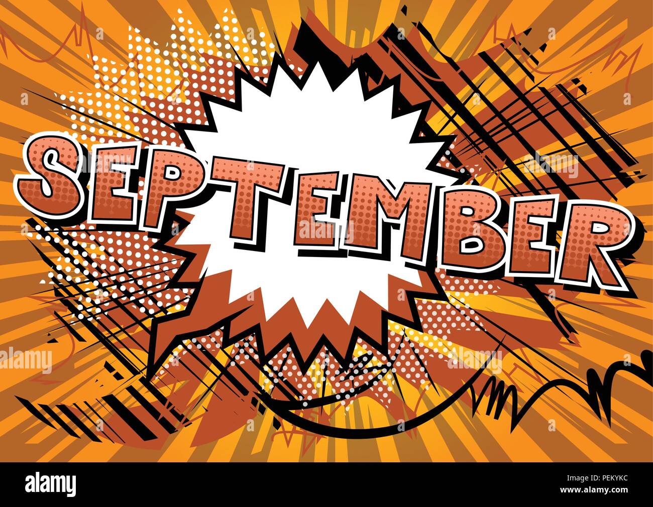 September - Comic book style word on abstract background Stock Vector ...