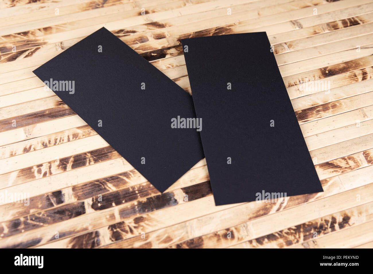 Blank flyer over wooden background to replace your design Stock Photo ...