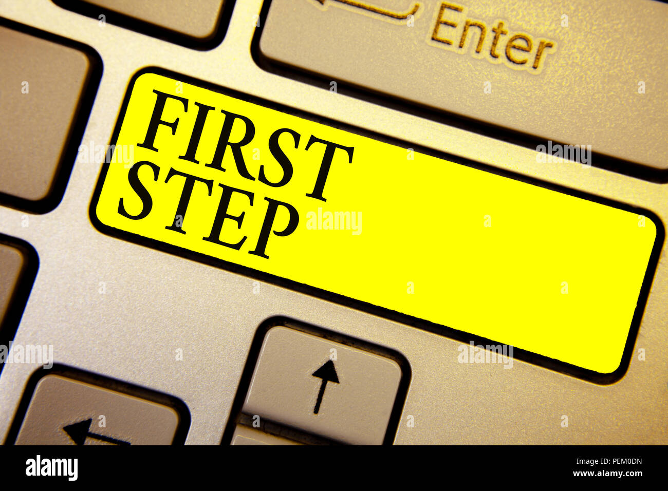 Handwriting text First Step. Concept meaning Pertaining to the start of ...