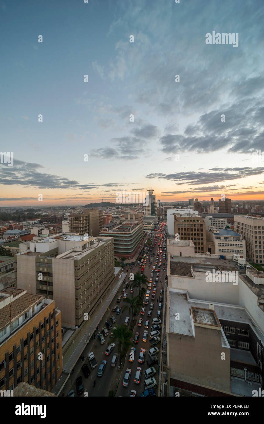 A sunset is seen of the cityscape of Harare, Zimbabwe Stock Photo - Alamy
