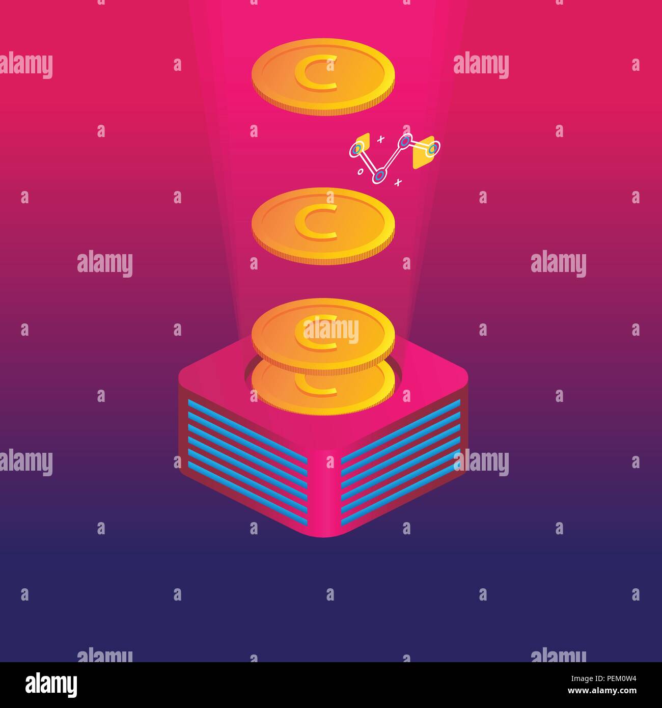 Crypto currency concept illustration. The drawing style, which was used ...