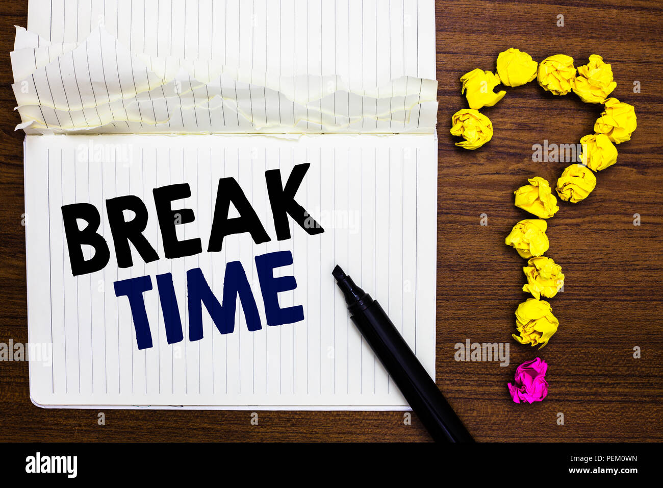 Writing note showing Break Time. Business photo showcasing Period of ...