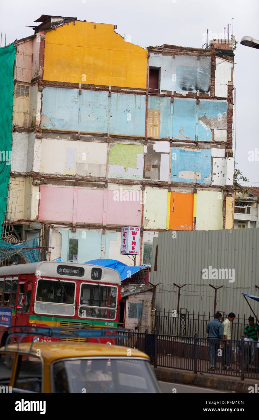 Abstract pattern of partially demolished building in Mumbai, India ...