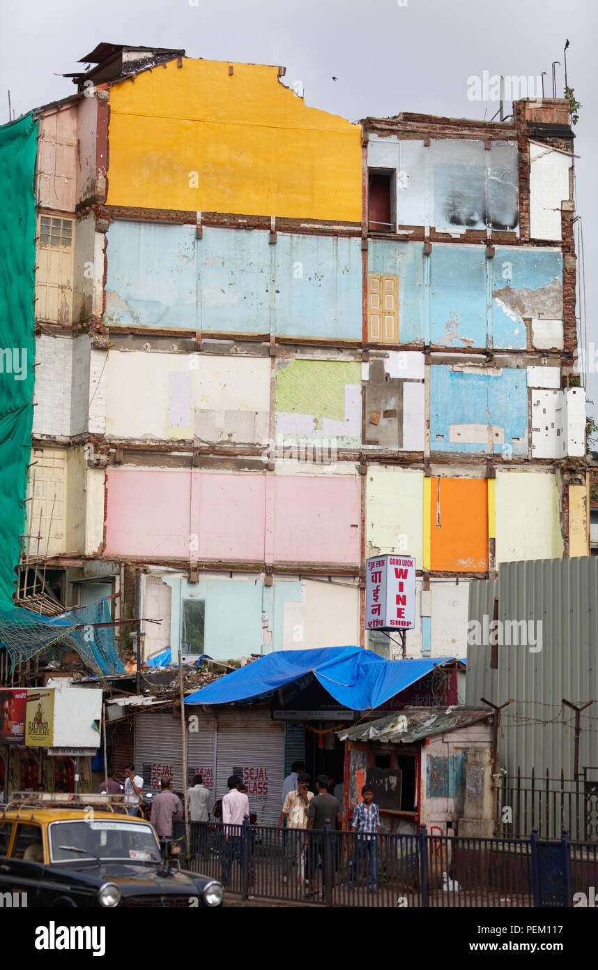 Abstract pattern of partially demolished building in Mumbai, India ...