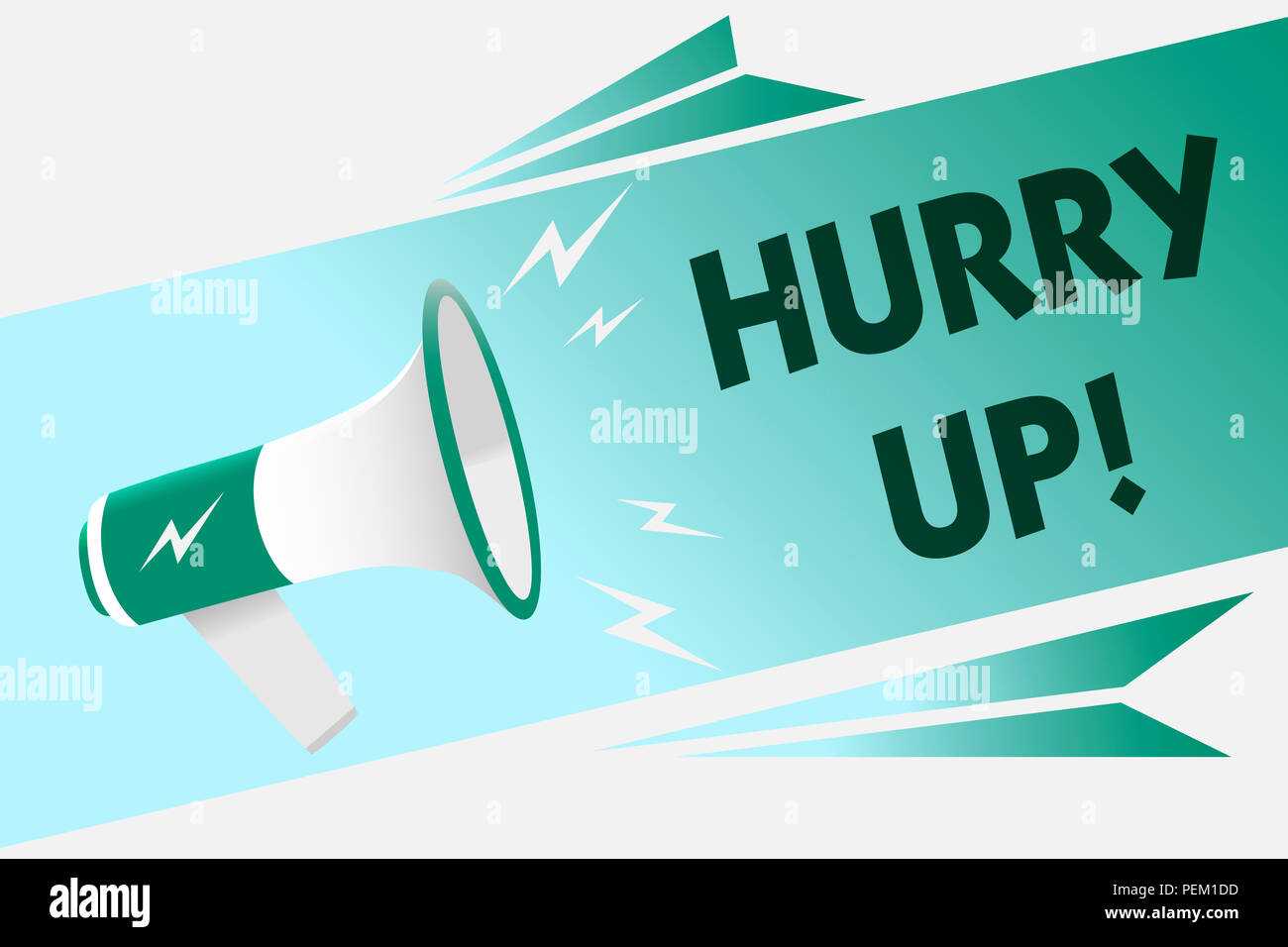 Conceptual hand writing showing Hurry Up. Business photo showcasing To ...