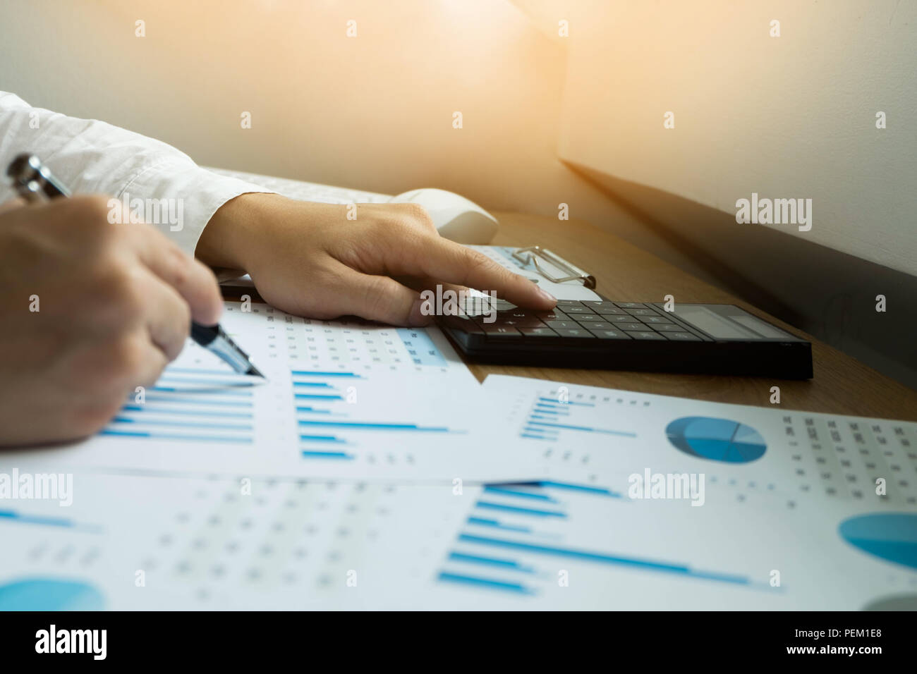 Businessmen calculate earnigs business performance, business concept ...