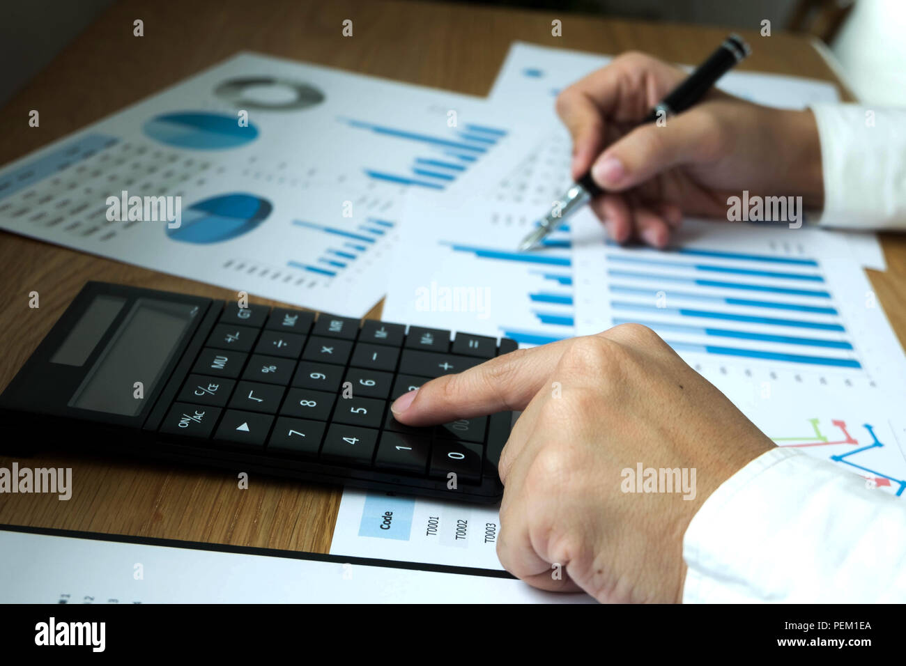 Businessmen calculate earnigs business performance, business concept ...