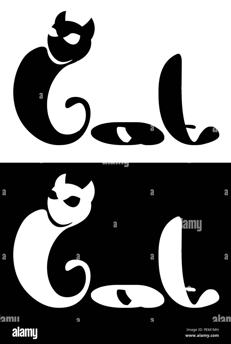 inscription cat with the first letter in the form of a cat minimalism ...