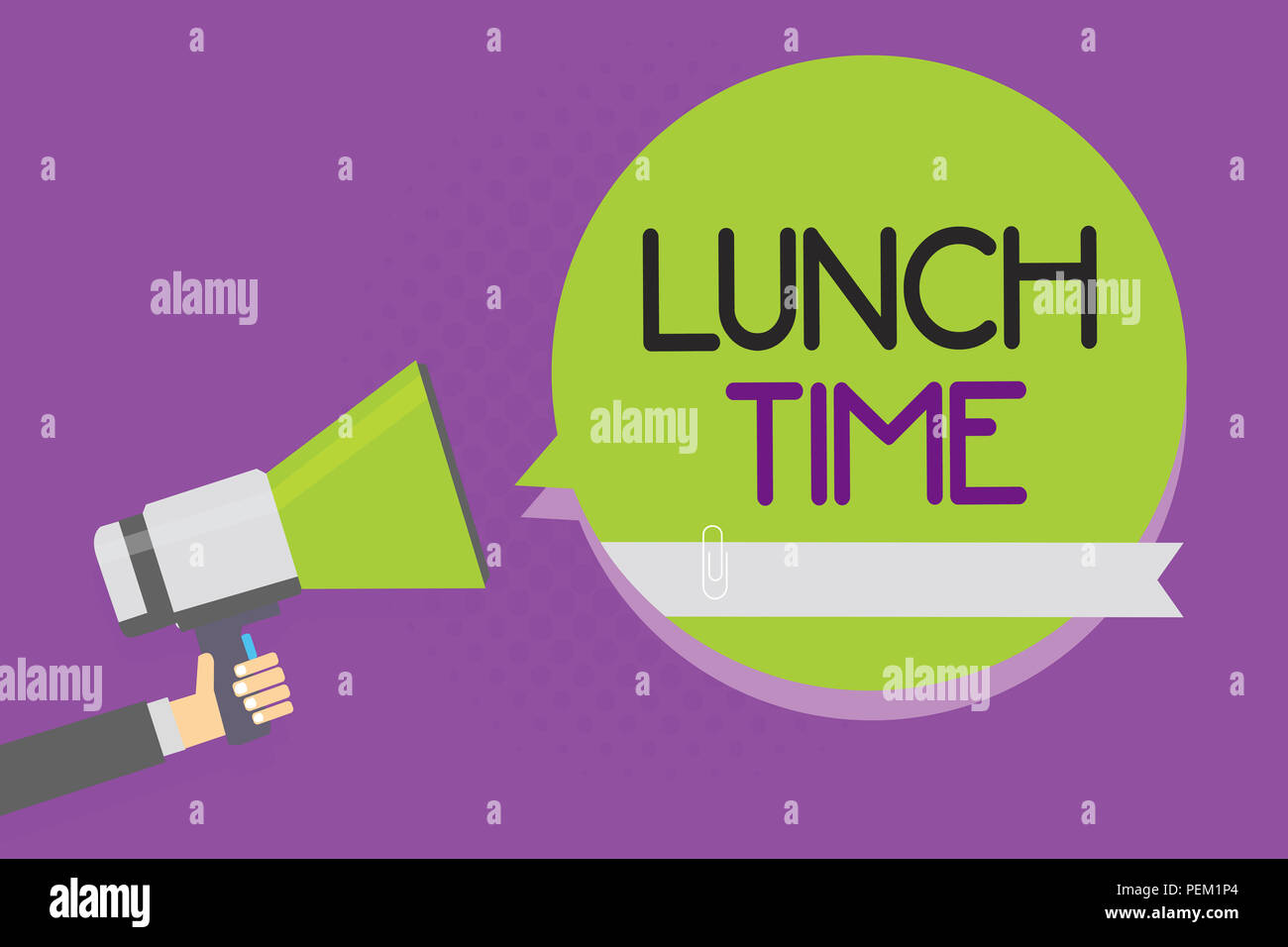 Text sign showing Lunch Time. Conceptual photo Meal in the middle of ...