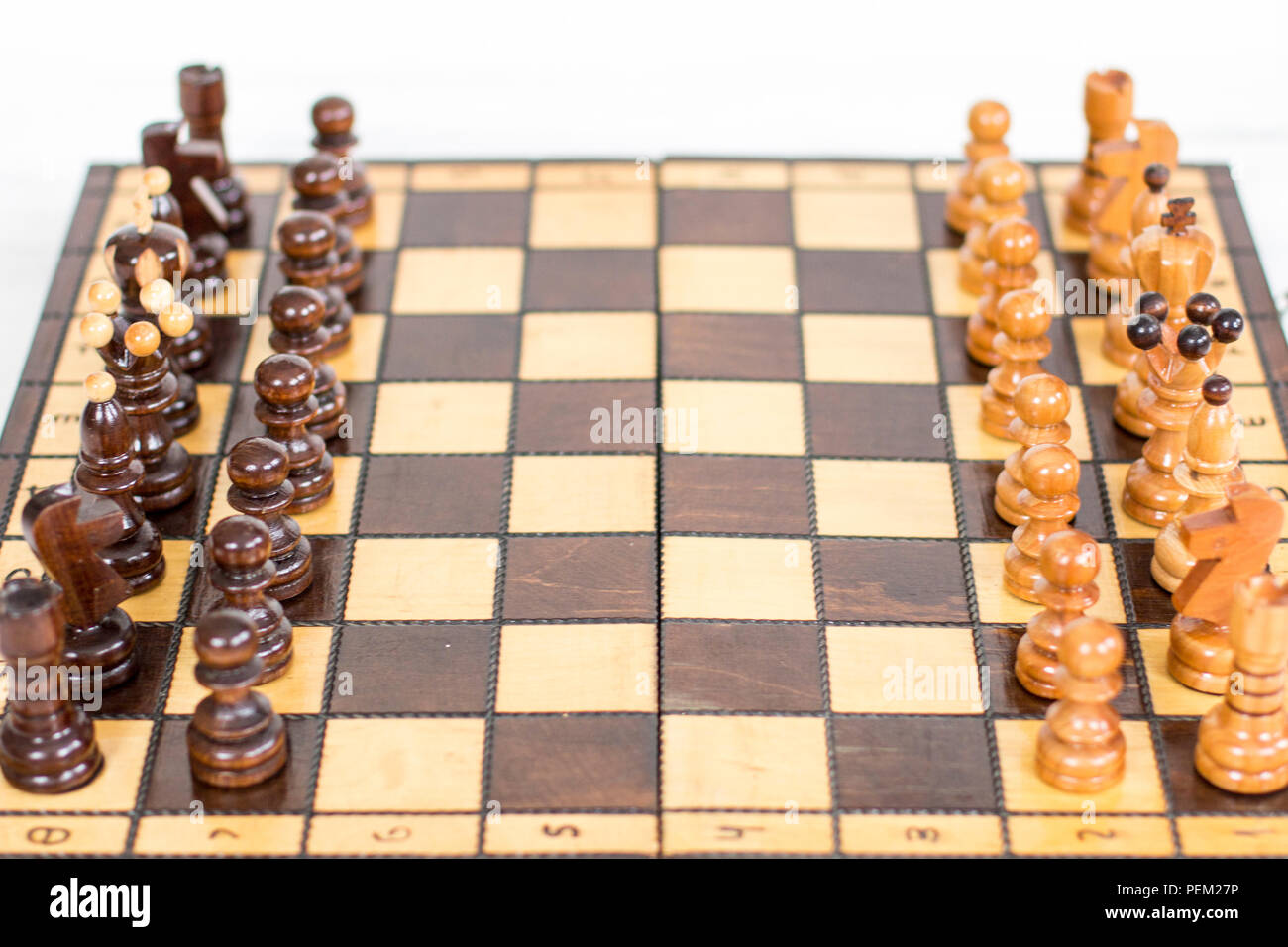 Chess. Chess board. Wooden chess pieces. Strategy Stock Photo - Alamy