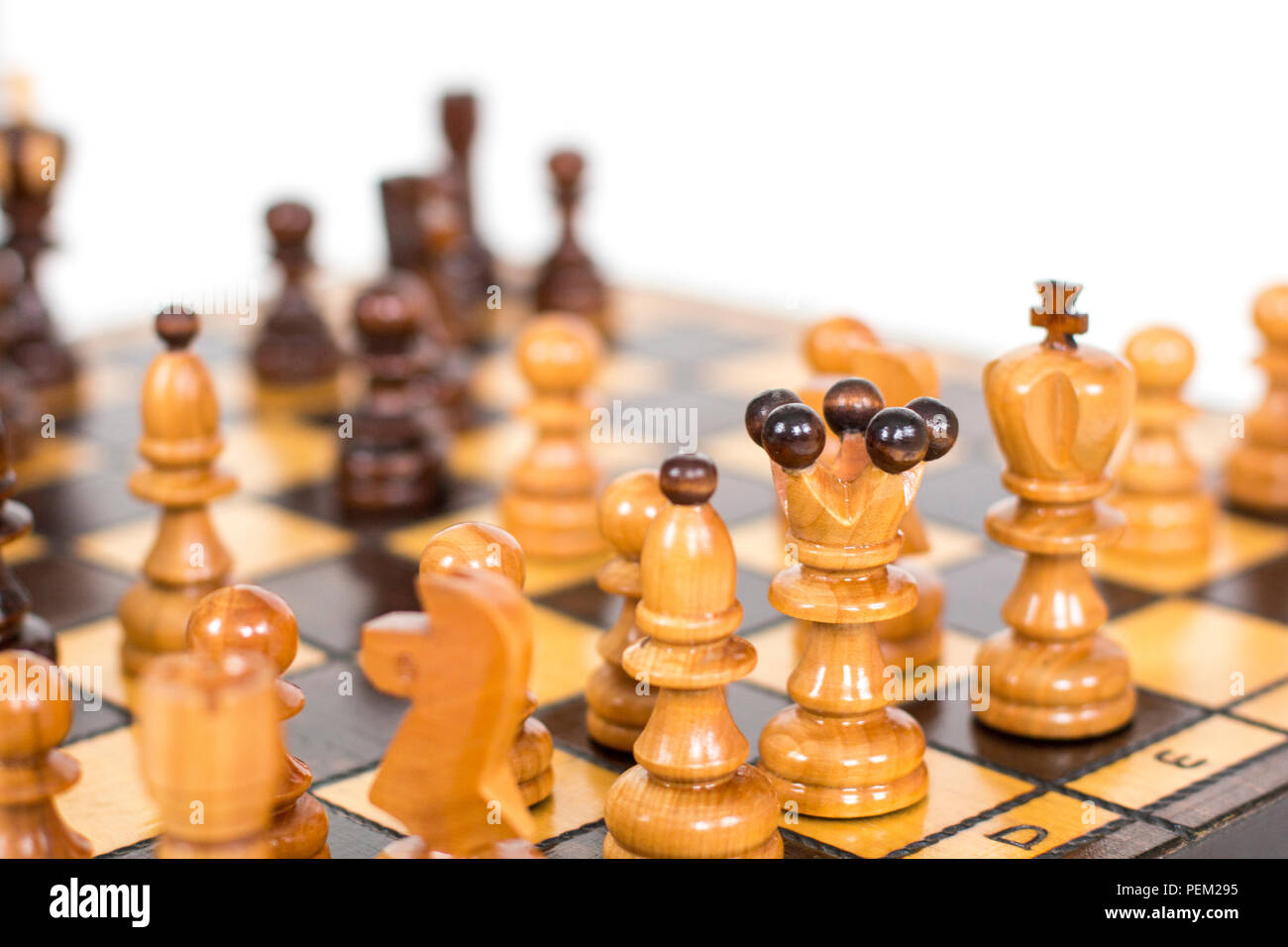 Chess. Chess board. Wooden chess pieces. Strategy Stock Photo - Alamy