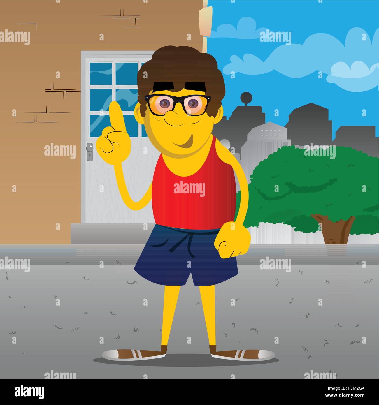 Yellow man making a point. Vector cartoon illustration Stock Vector ...