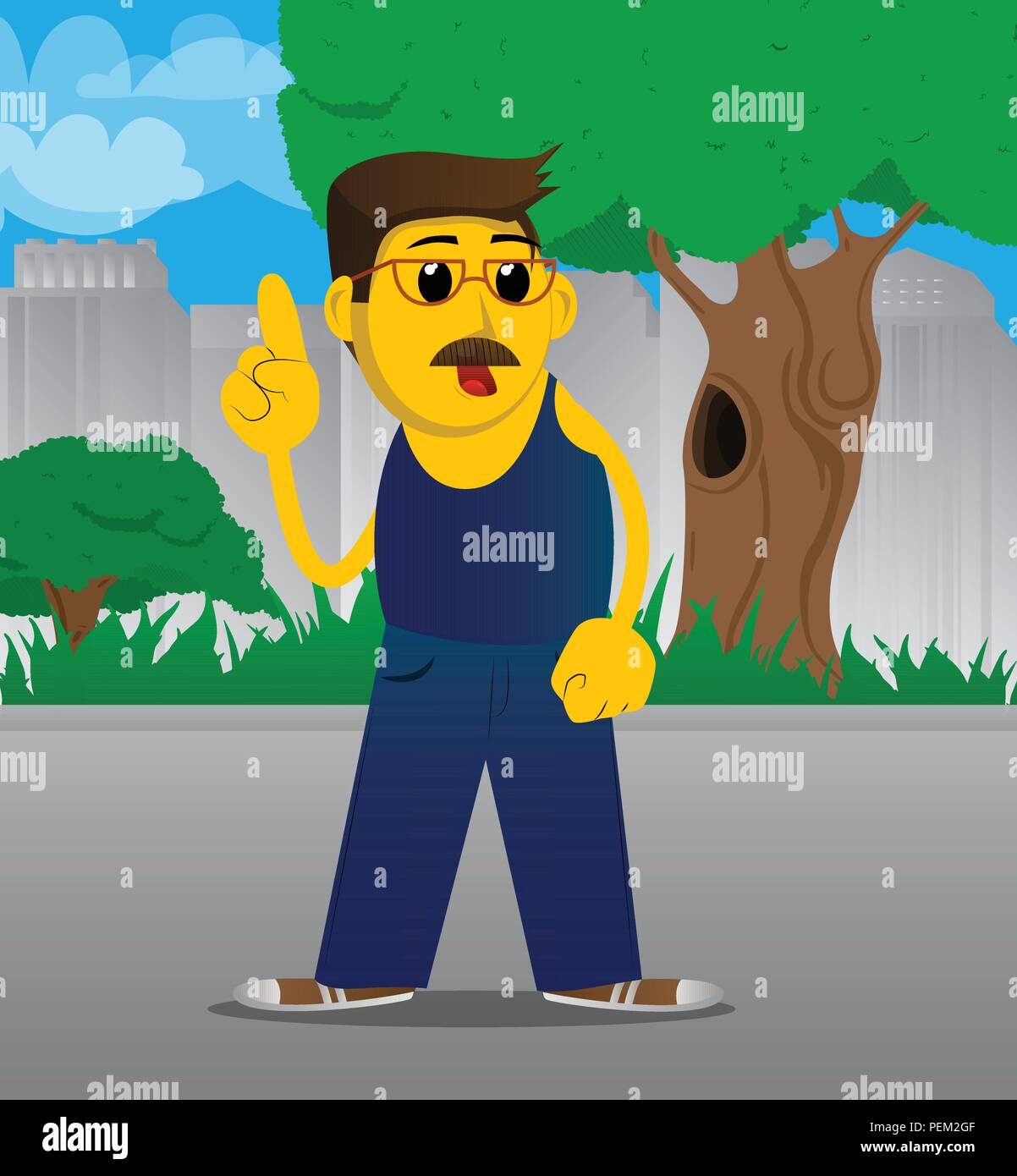 Yellow man making a point. Vector cartoon illustration Stock Vector ...