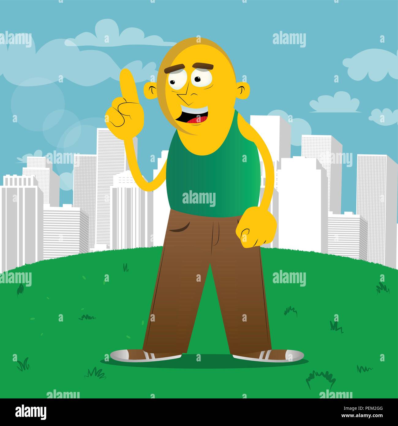 Yellow man making a point. Vector cartoon illustration Stock Vector ...