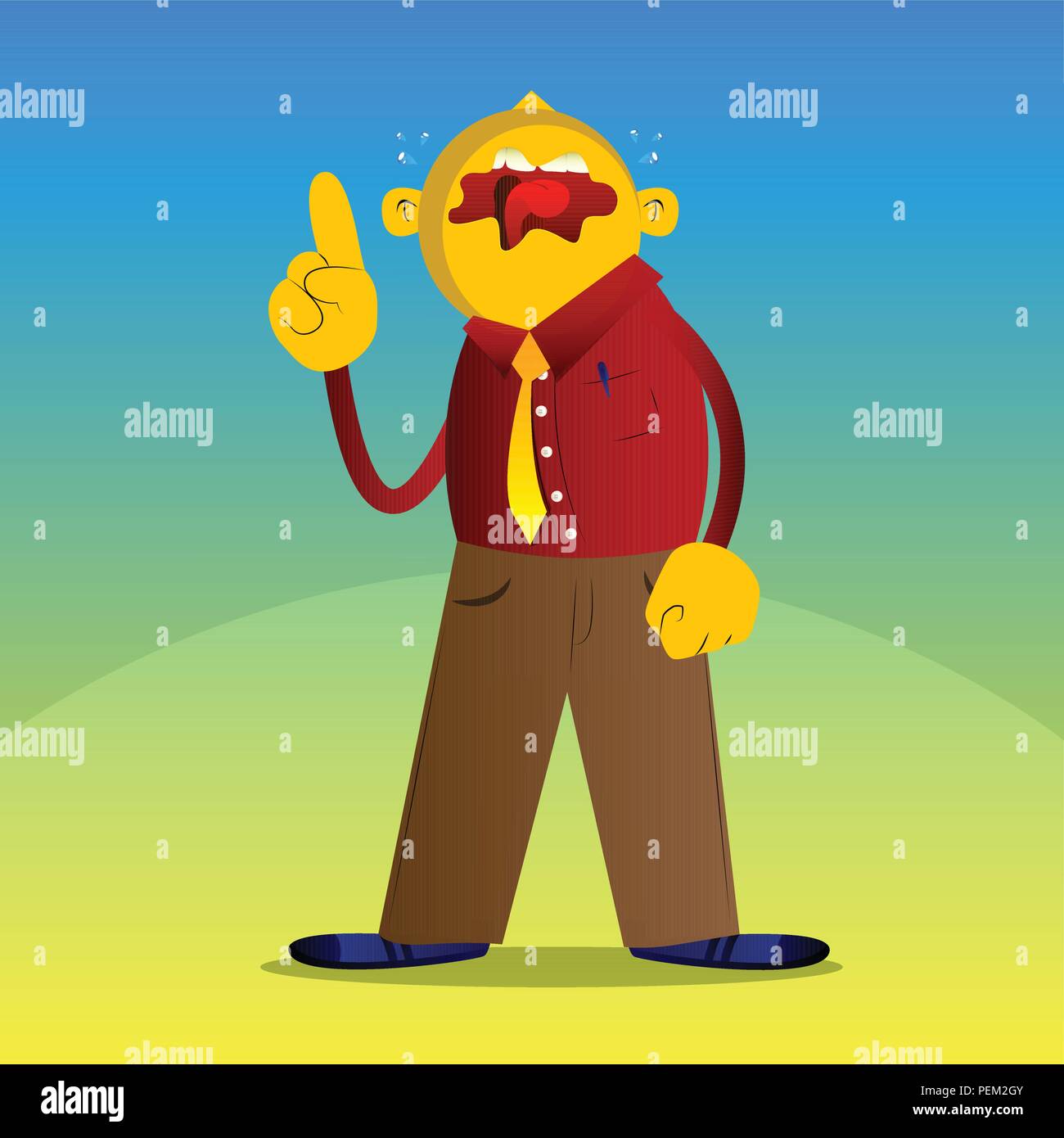 Yellow man making a point. Vector cartoon illustration Stock Vector ...