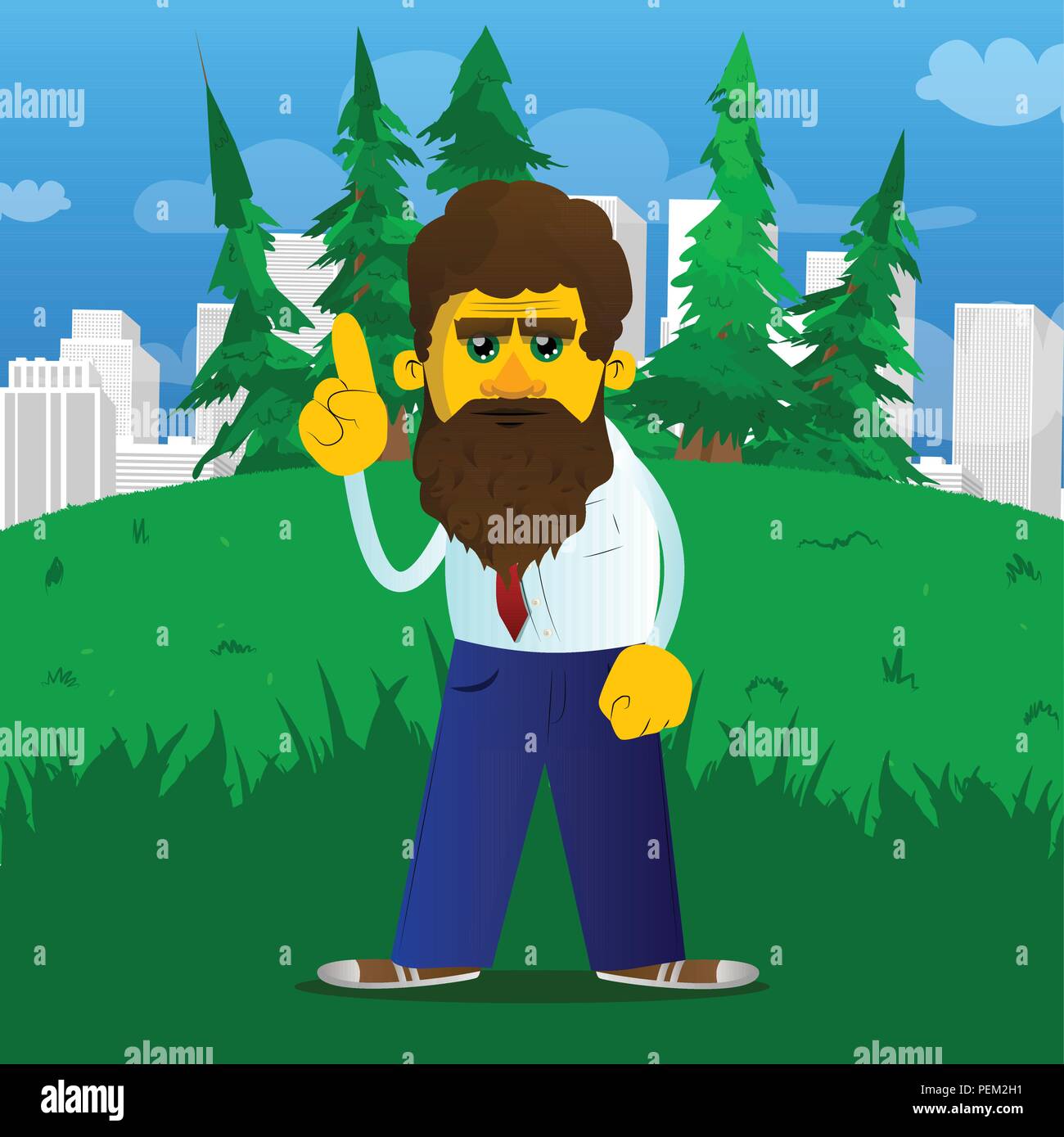 Yellow man making a point. Vector cartoon illustration Stock Vector ...