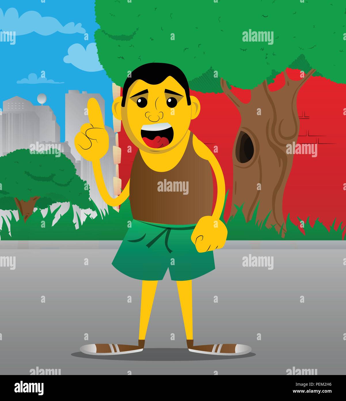 Yellow man making a point. Vector cartoon illustration Stock Vector ...