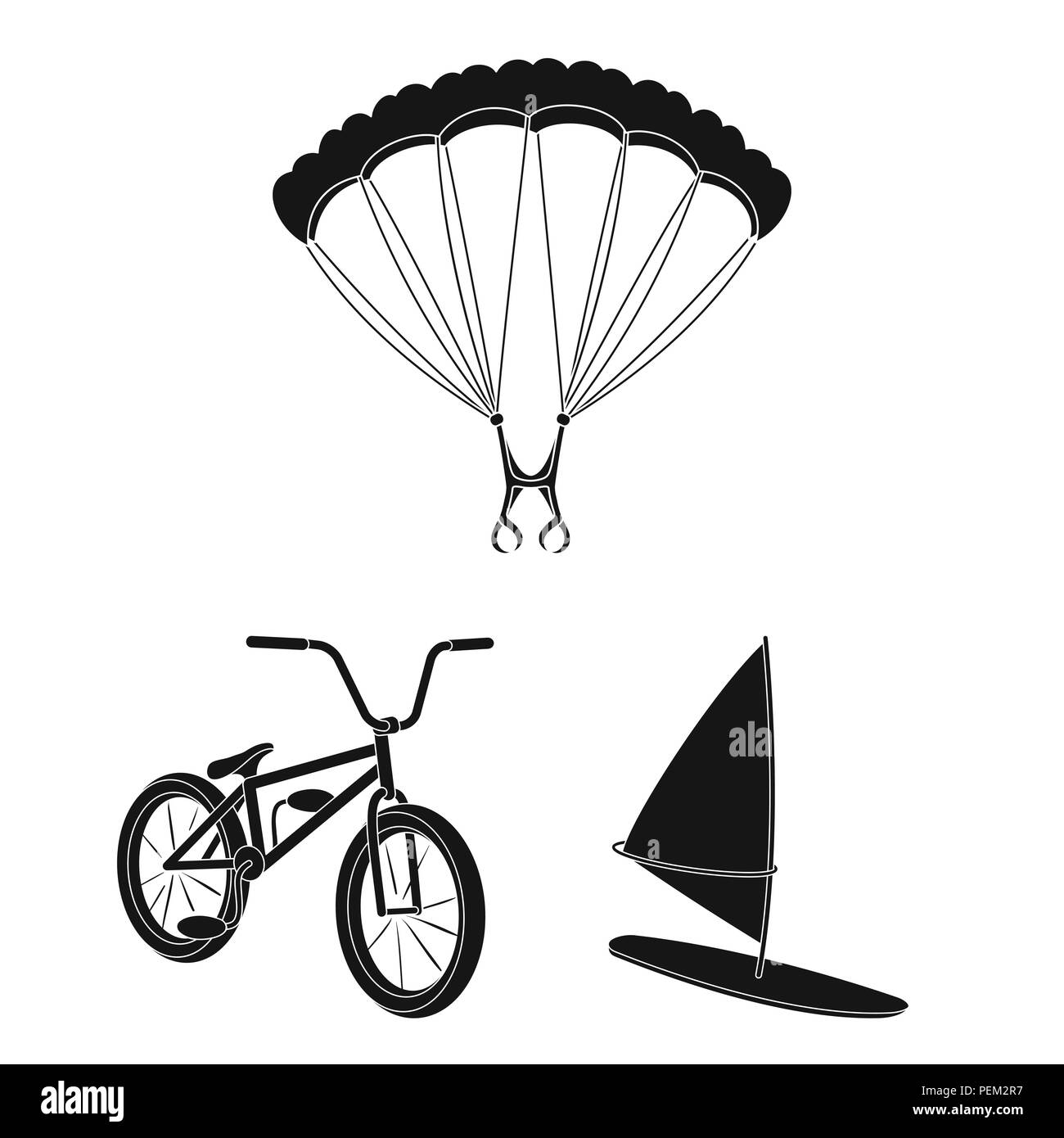 Extreme sport black icons in set collection for design.Different kinds ...
