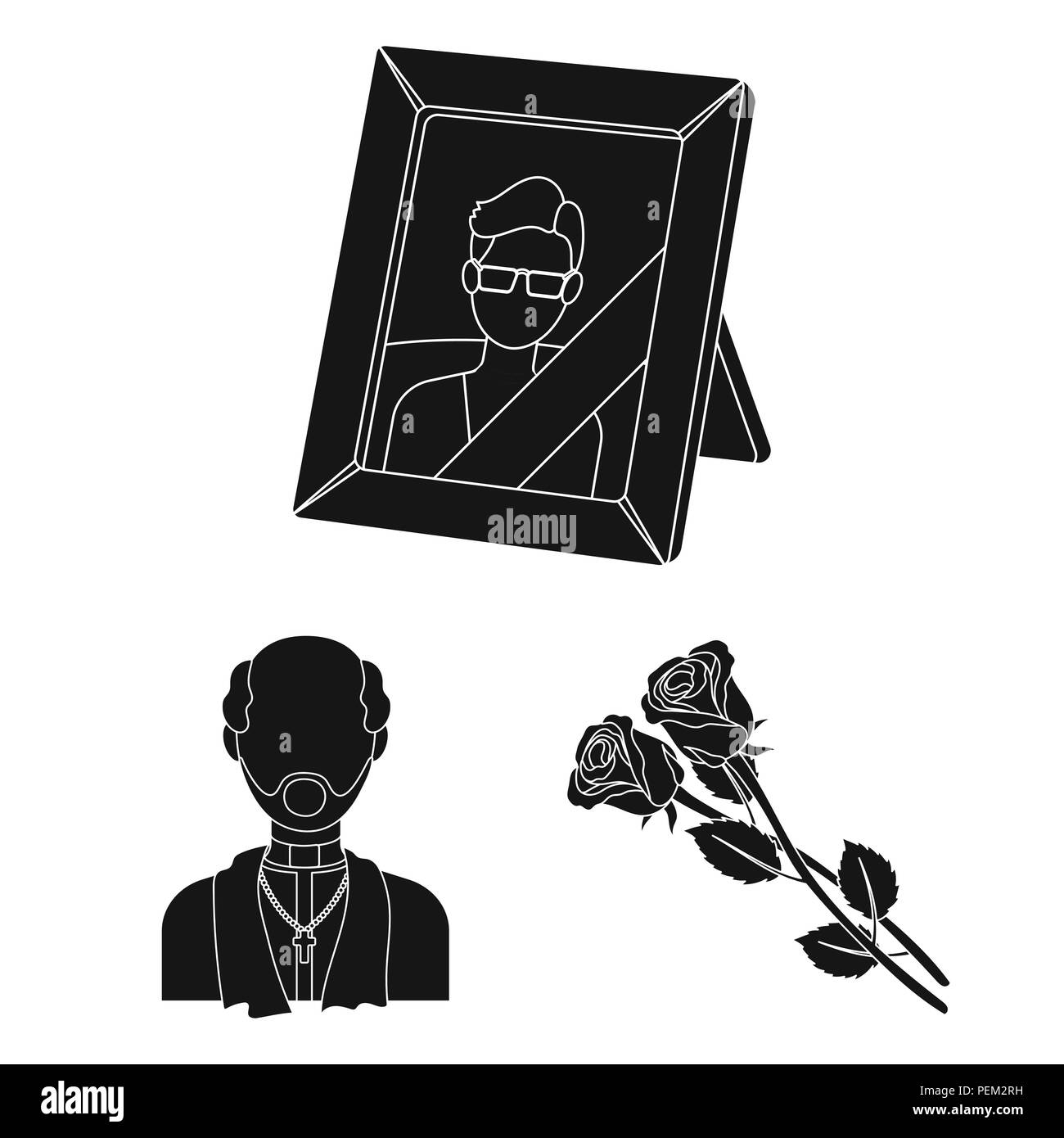 Funeral ceremony black icons in set collection for design. Funerals and ...