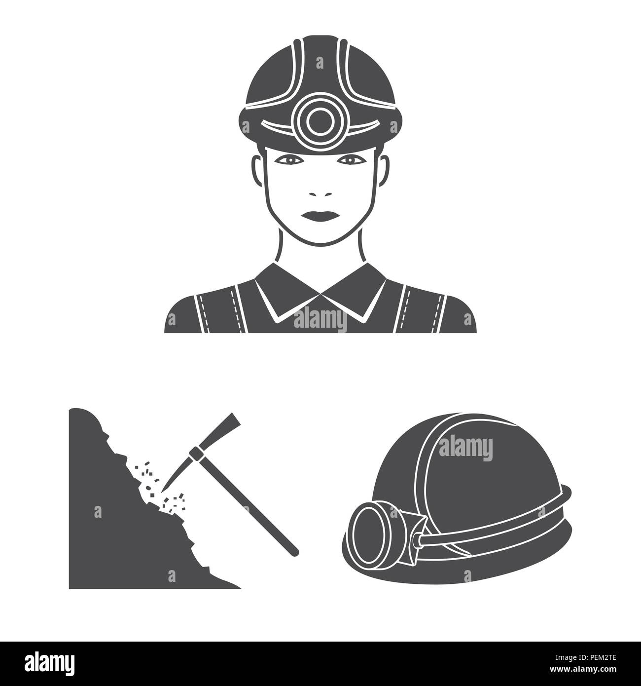 Mining industry black icons in set collection for design. Equipment and ...