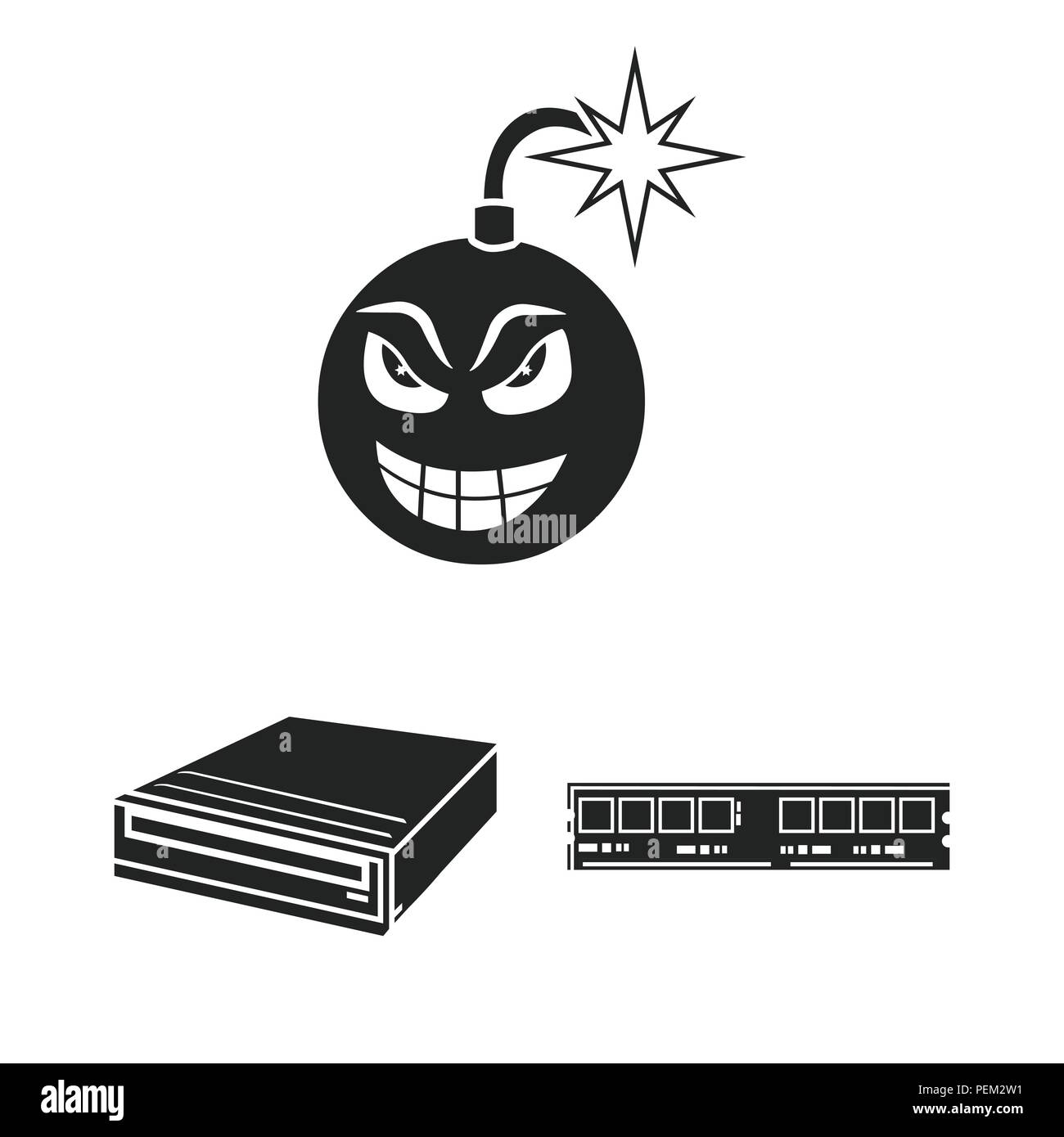 Personal computer black icons in set collection for design. Equipment ...