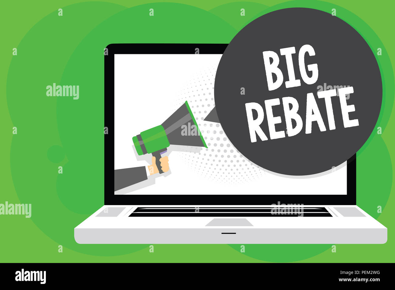 Conceptual hand writing showing Big Rebate. Business photo text Huge ...