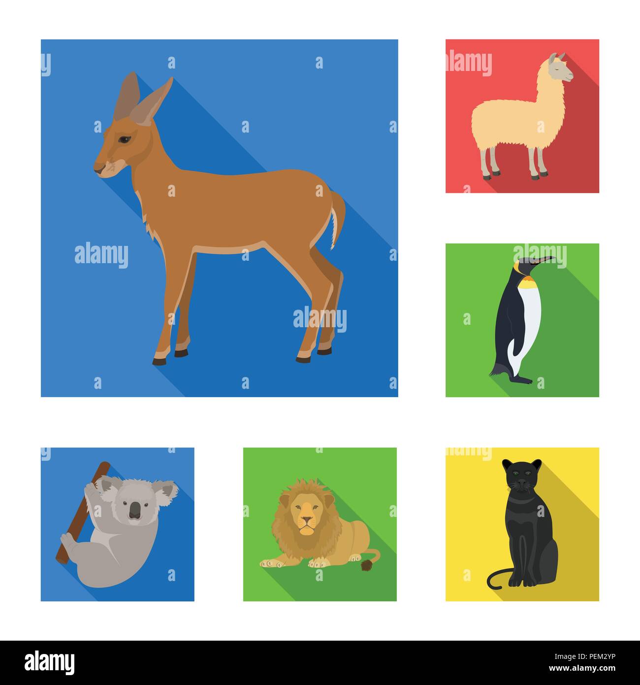 Different animals flat icons in set collection for design. Bird ...