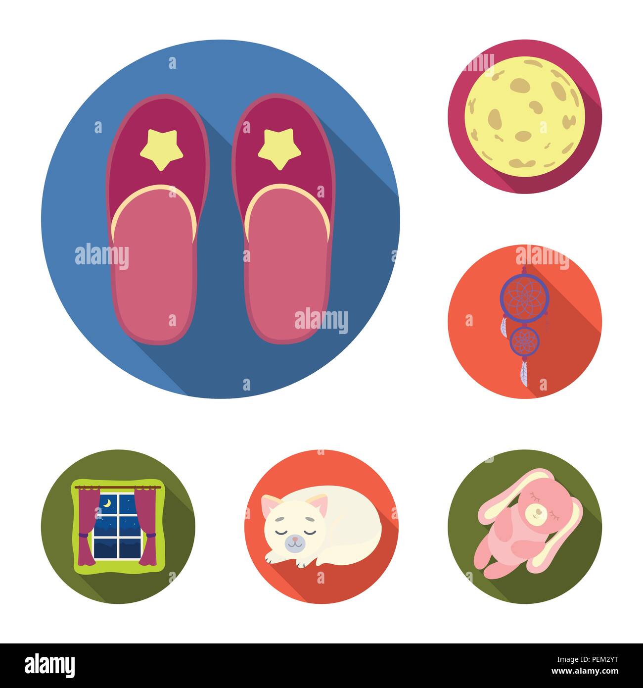 Rest and sleep flat icons in set collection for design. Accessories and ...