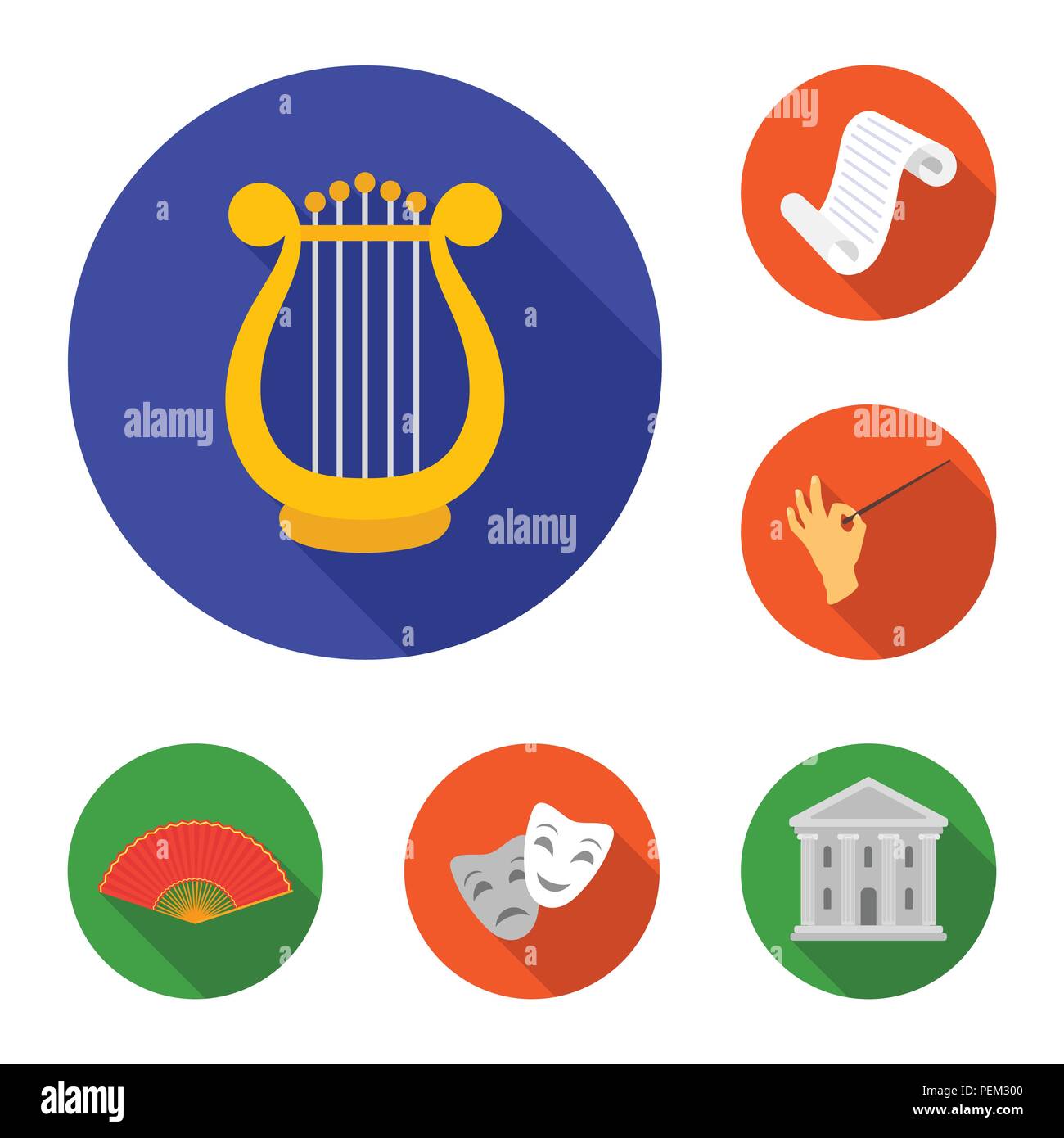 Theatrical art flat icons in set collection for design.Theater ...