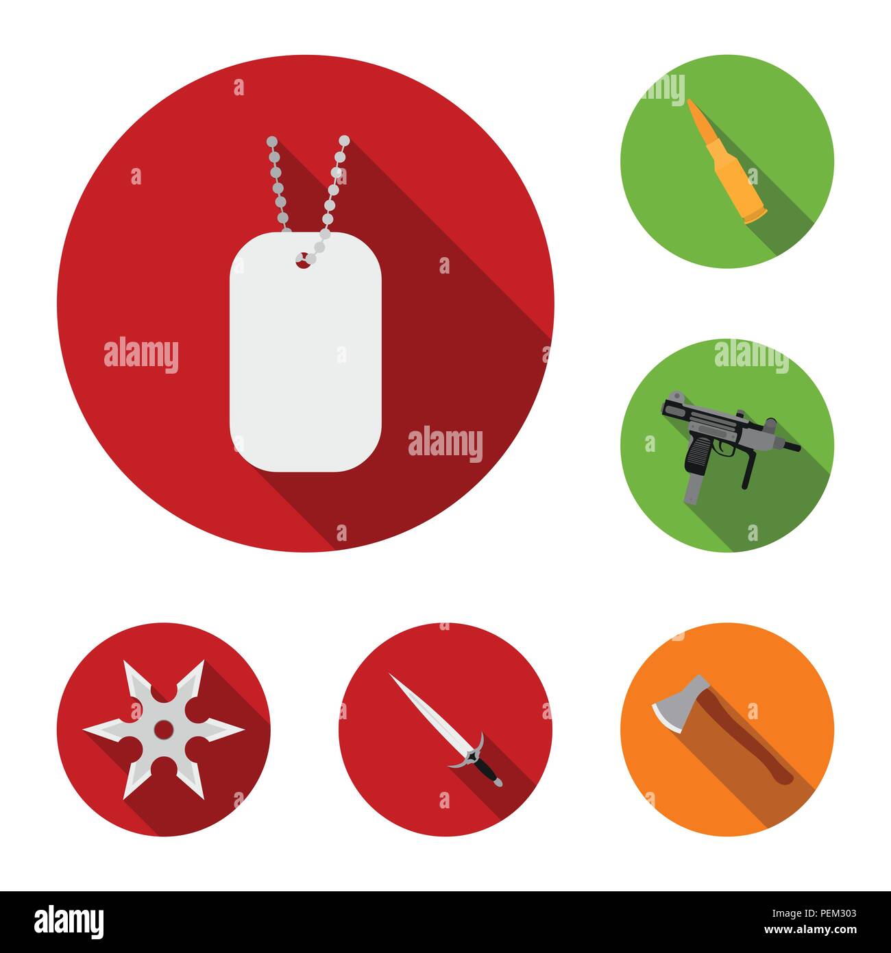 Types of weapons flat icons in set collection for design.Firearms and ...