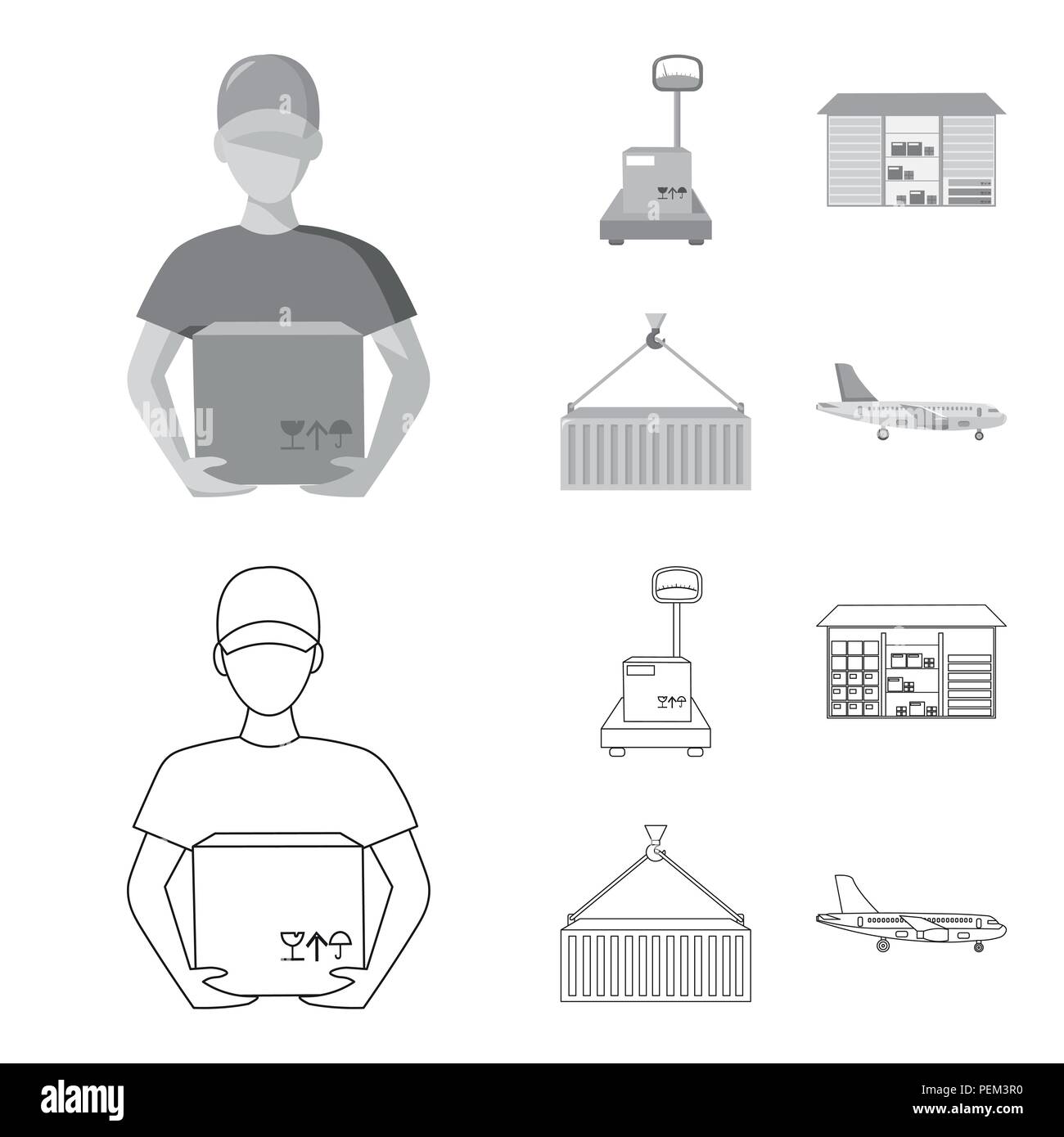 Courier, scales, container, warehouse.Logistic,set collection icons in ...