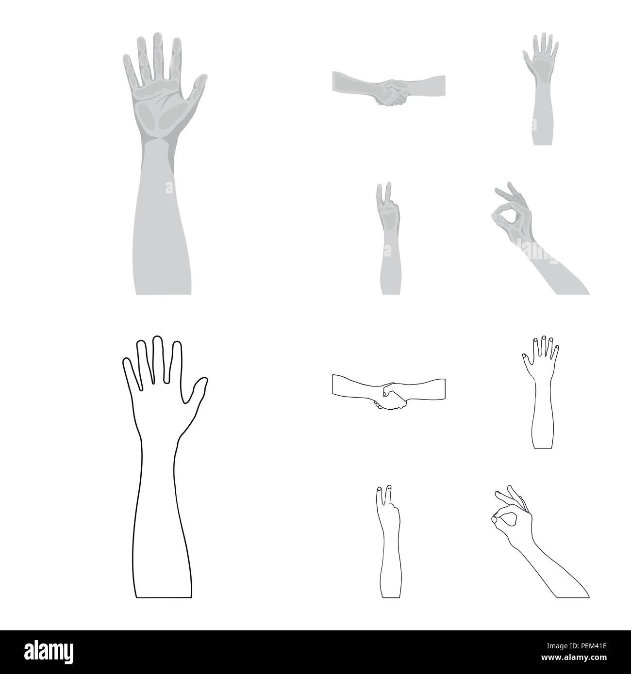 Sign Language outline,monochrome icons in set collection for design ...
