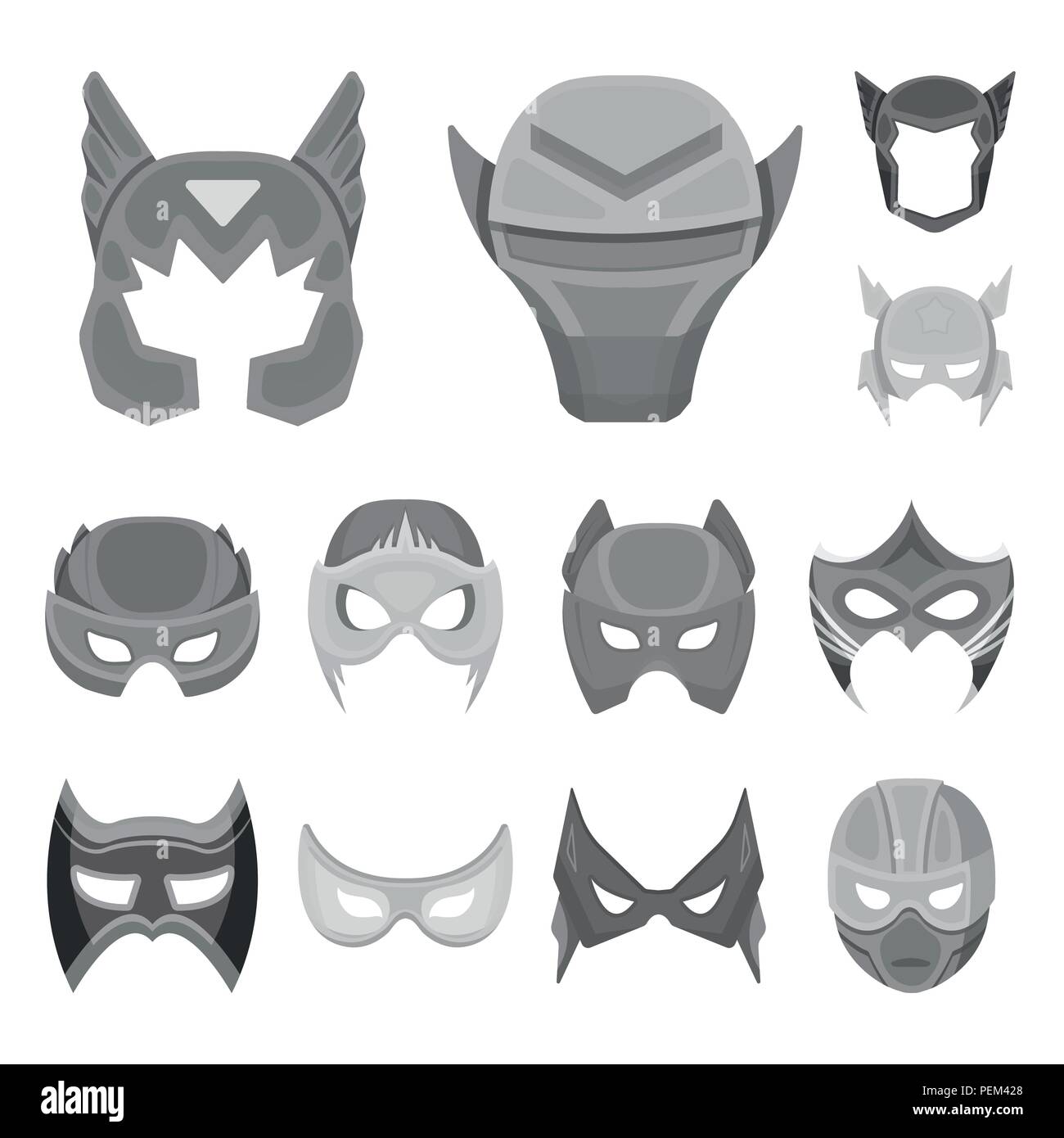 Carnival mask monochrome icons in set collection for design.Mask on the ...
