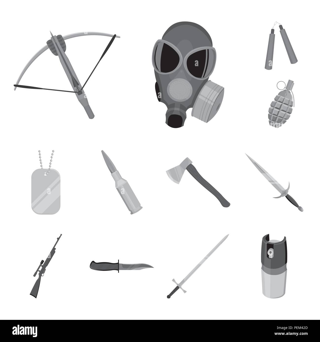 Types of weapons monochrome icons in set collection for design.Firearms ...