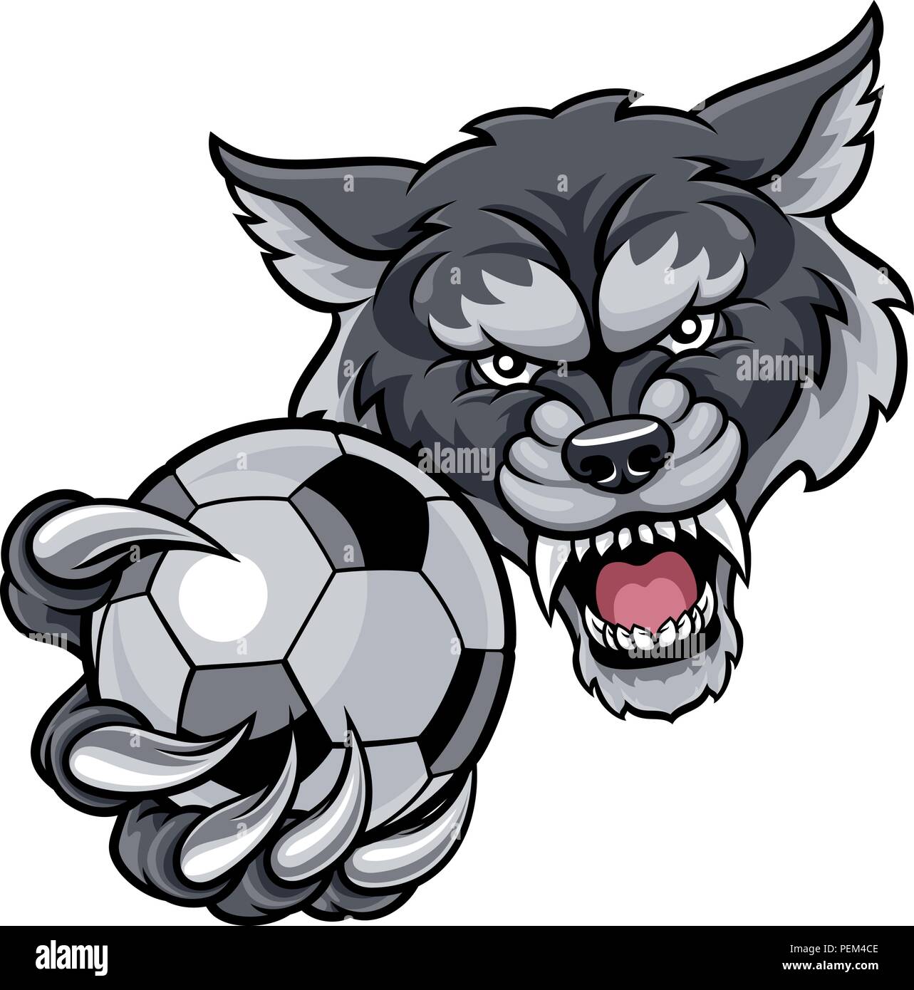 Wolf Holding Soccer Football Ball Mascot Stock Vector Image & Art - Alamy