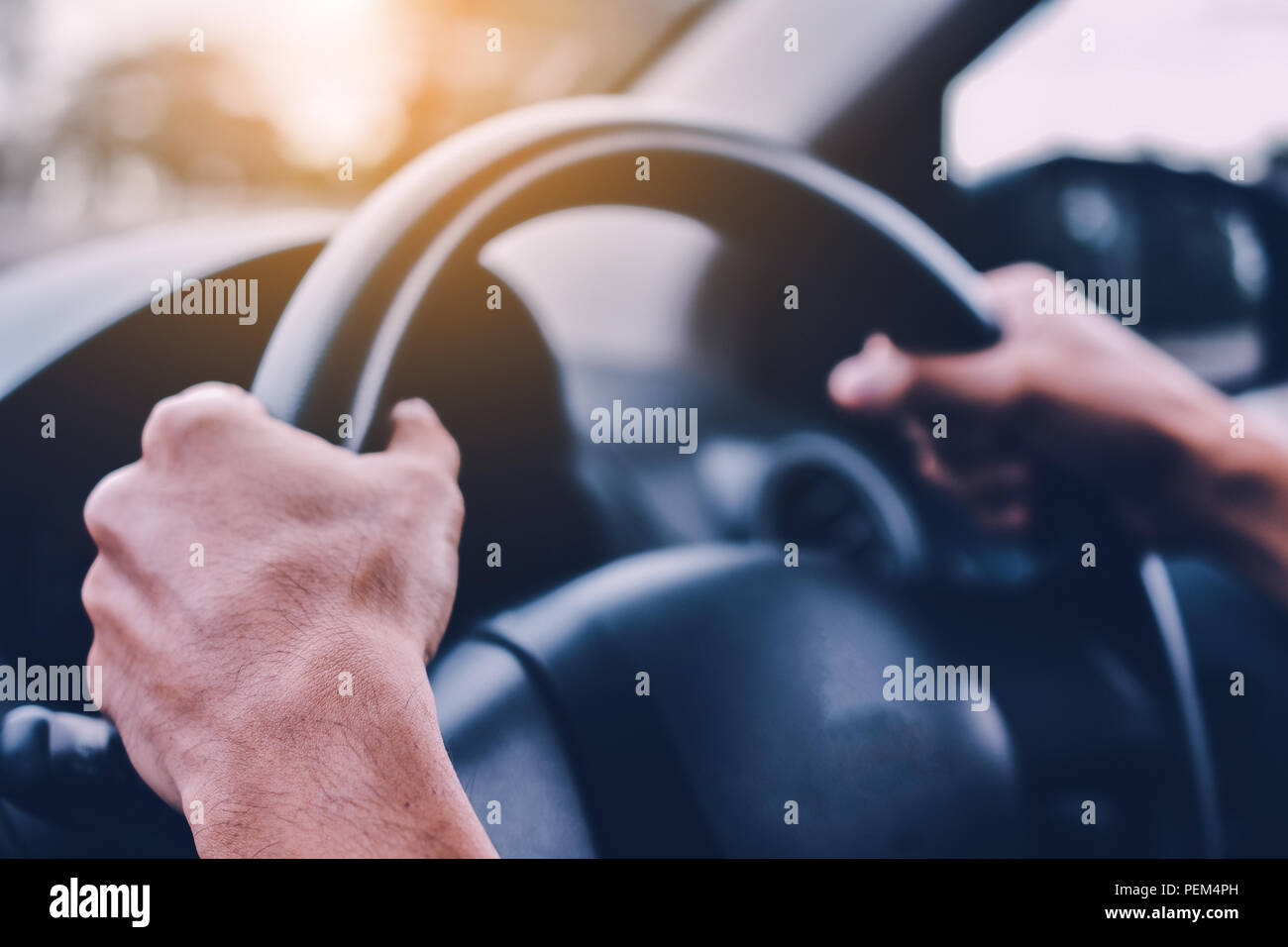 Man driving car on road transportation highway road Stock Photo - Alamy